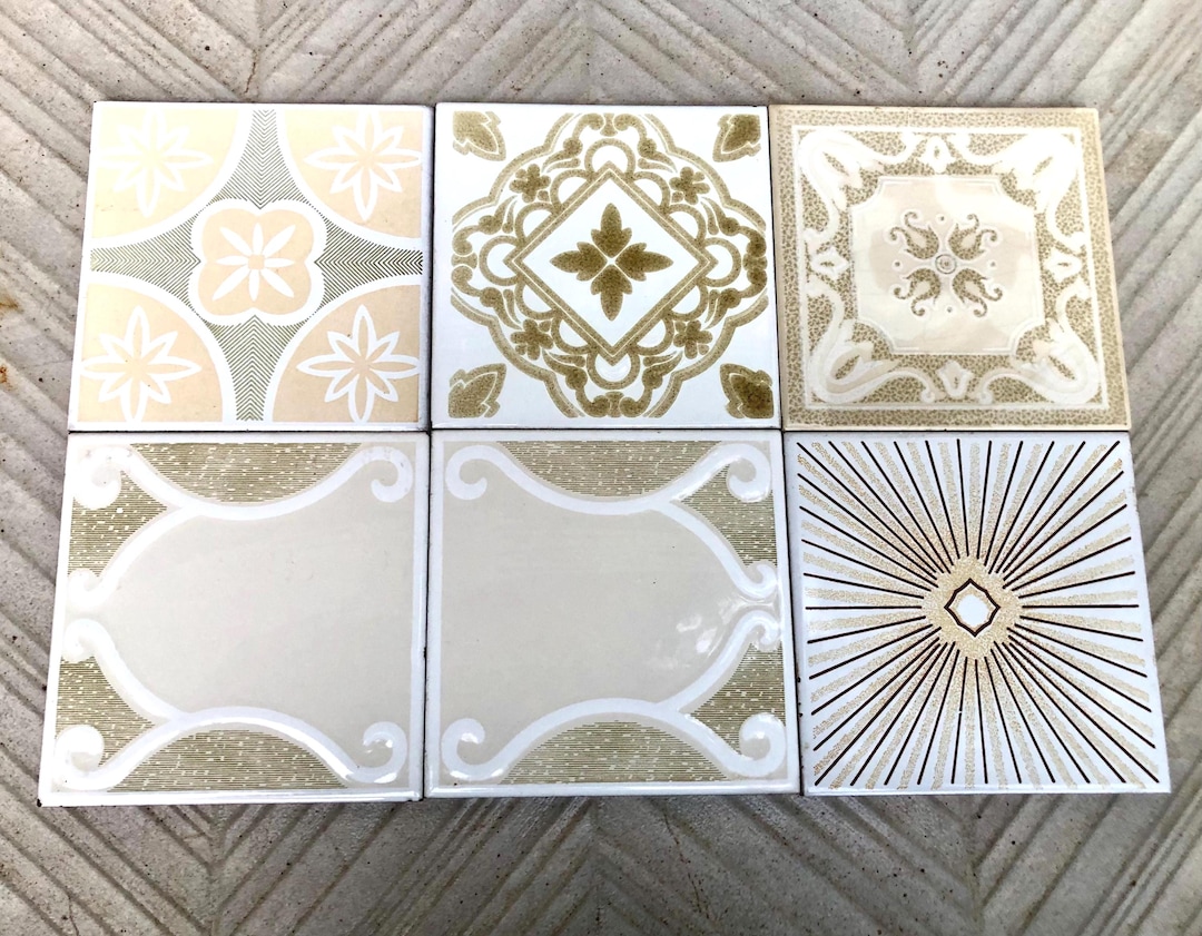 6 Spanish 70s MCM Tiles. Original Vintage Decorative Retro Tiles. 60s ...