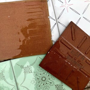 60s 70s Vintage Atomic Tiles, UNUSED. 9 Pc Set Mint,pink, Gray + White ...