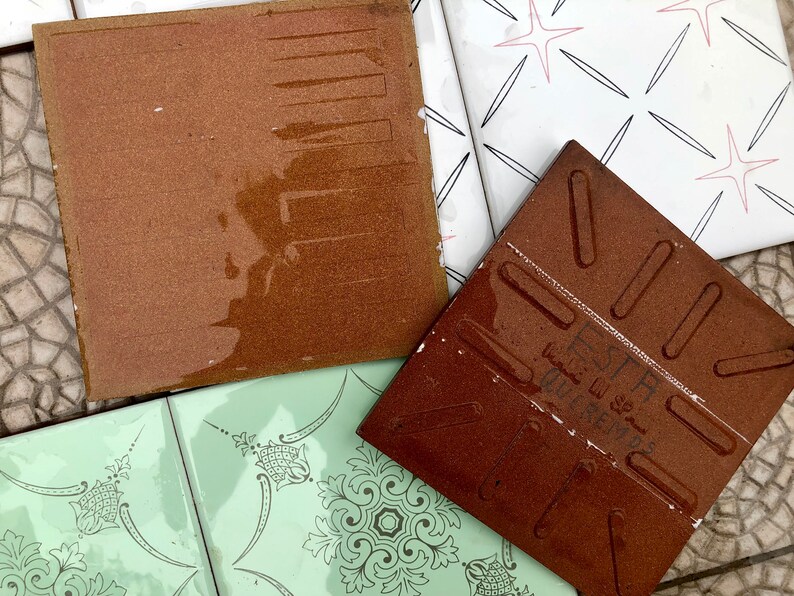 60s 70s Vintage Atomic Tiles, UNUSED. 9 Pc Set Mint,pink, Gray + White ...