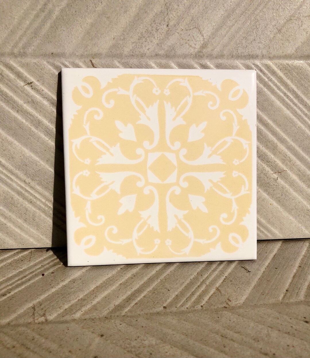 60s 70s Vintage Geometric Tiles, UNUSED. 6 Pc Set Soft Yellow, Pop Art ...