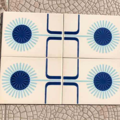 70s Spanish Vintage Tile Mural. Mid Century Groovy Flower - Etsy