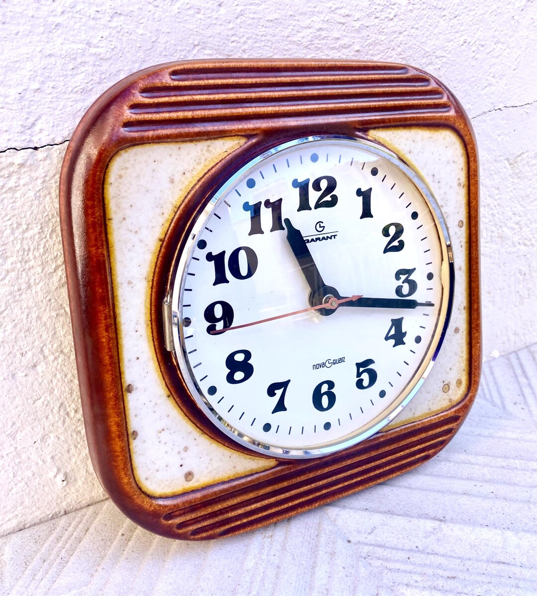 Vintage 70s FAT LAVA Ceramic Clock. Brown + Beige. German Garant - Nova ...