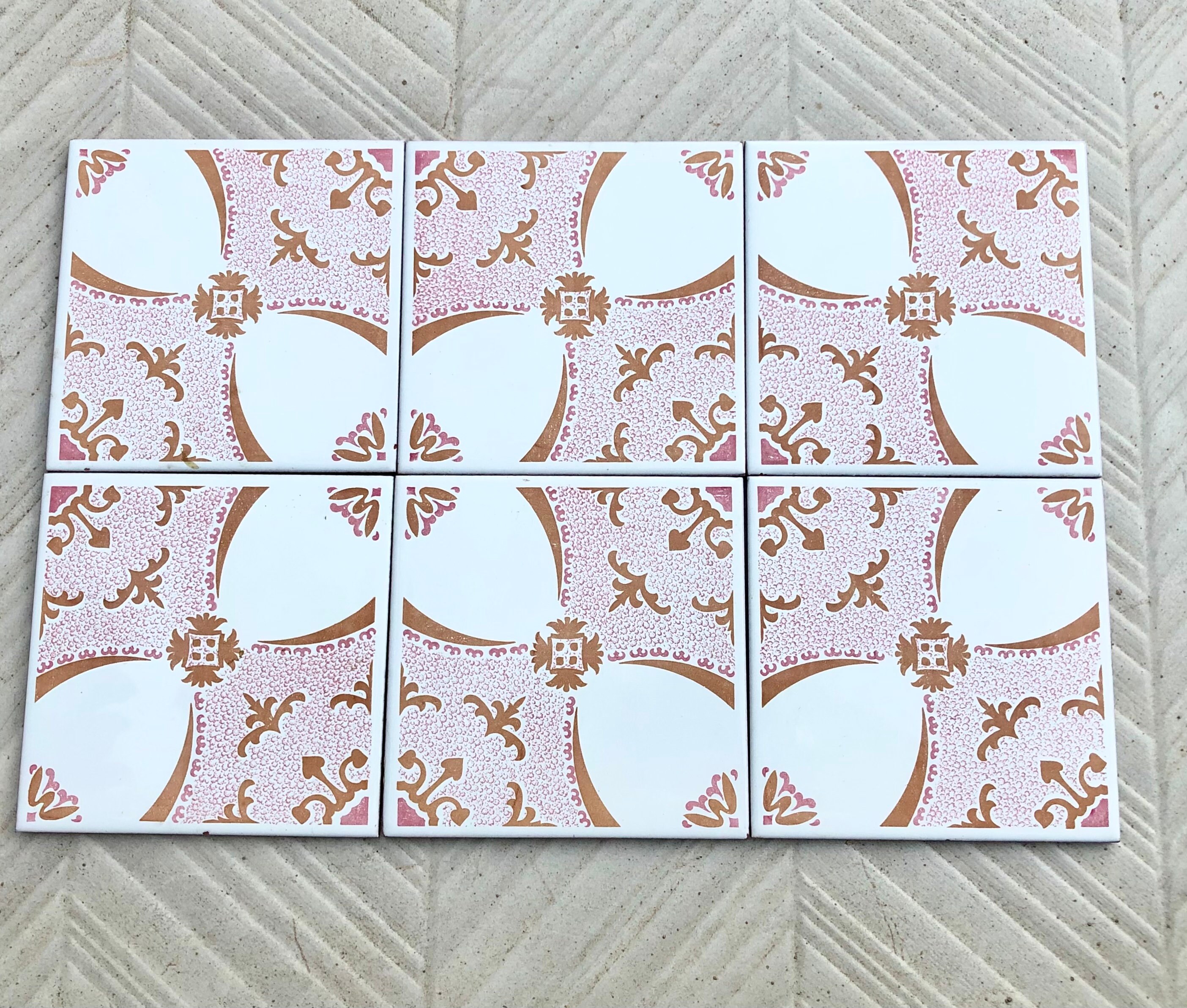 6 Spanish 70s Pink Tiles.vintage Floral Tile Mural. 60s 70s - Etsy