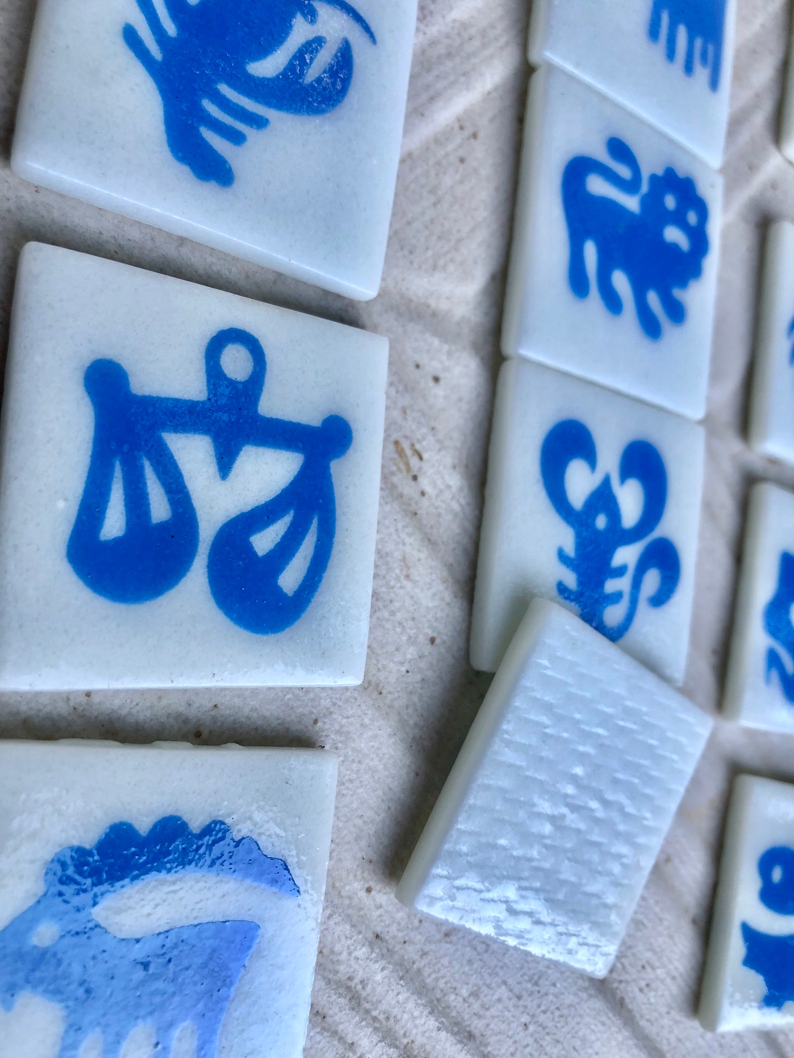 Vintage ZODIAC Signs Glass Tiles. 70s Retro Horoscope Small Tiles in ...