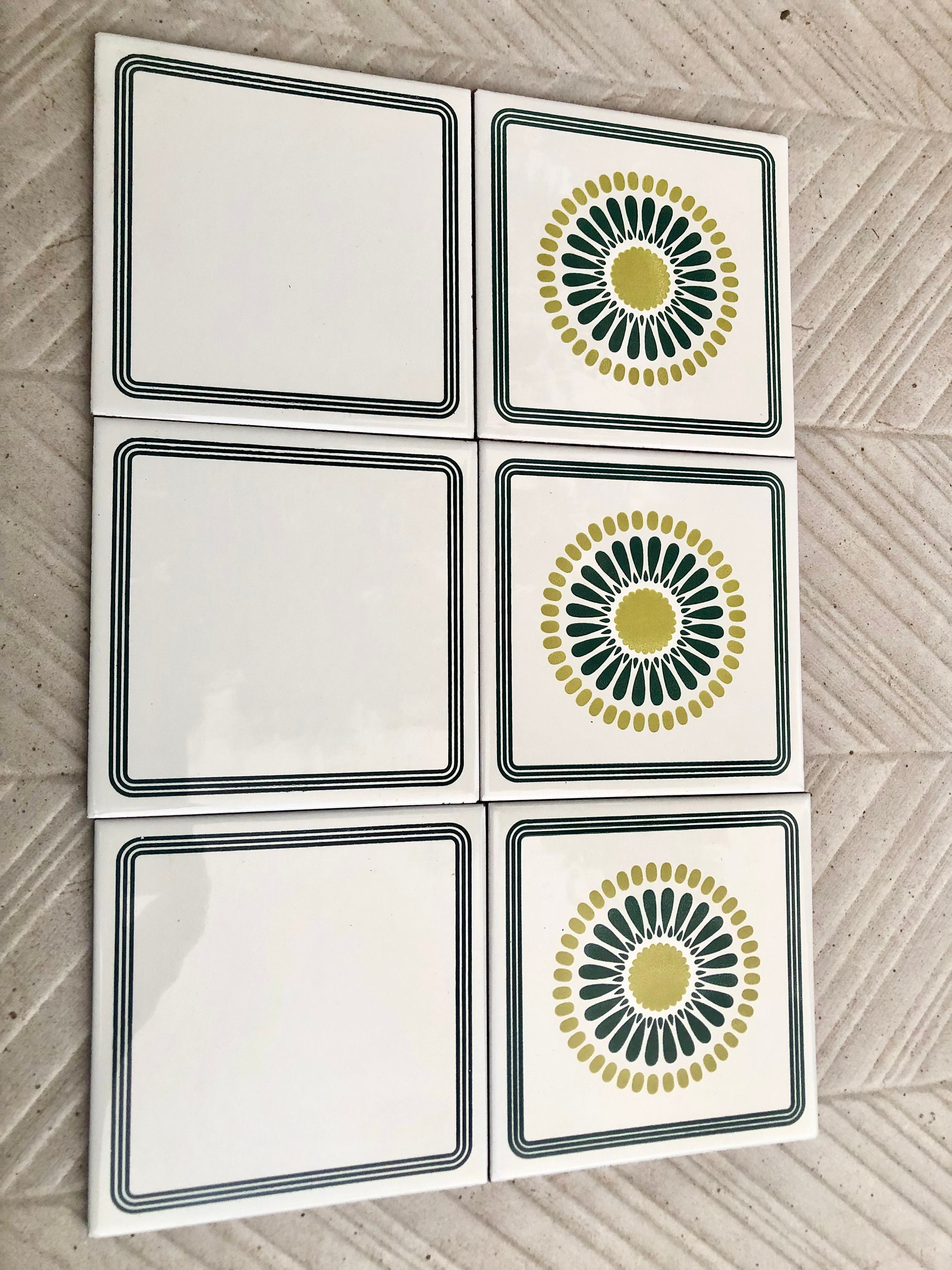 60s 70s Spanish Vintage Retro Tiles. 6 Mid Century ORIGINAL Groovy ...