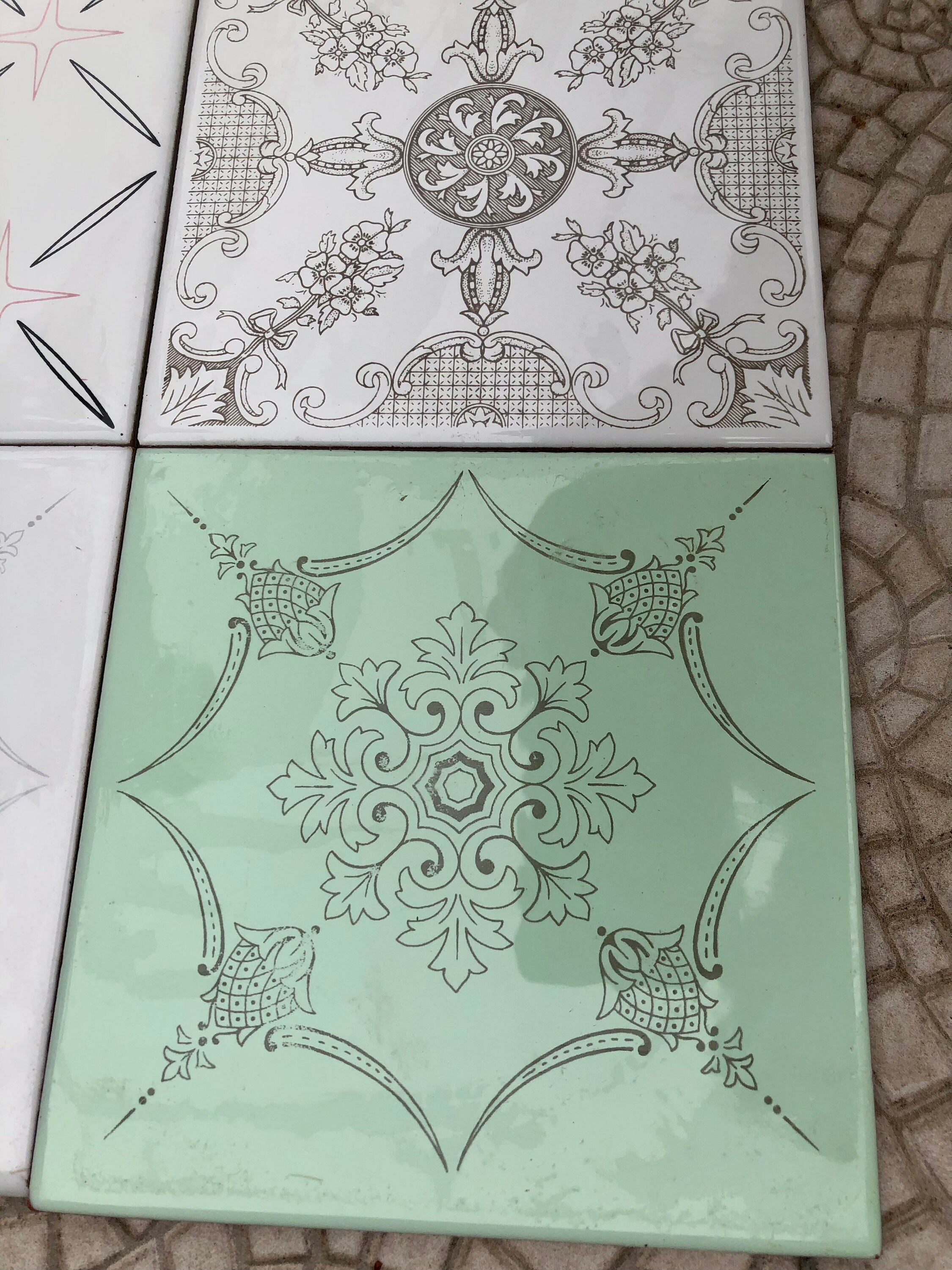 60s 70s Vintage Atomic Tiles, UNUSED. 9 Pc Set Mint,pink, Gray White ...