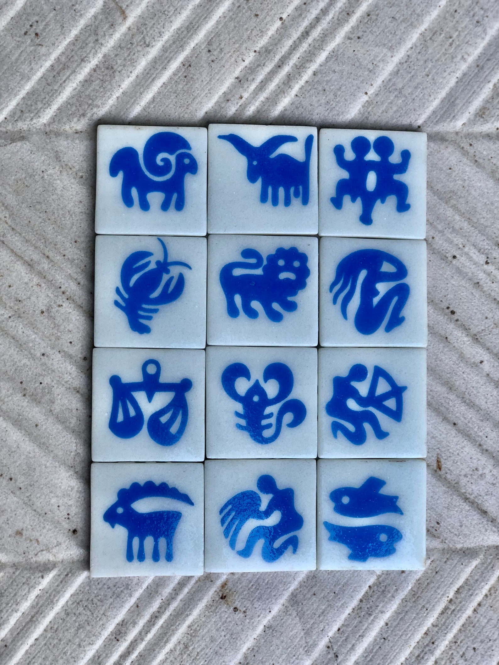 Vintage ZODIAC Signs Glass Tiles. 70s Retro Horoscope Small Tiles in ...