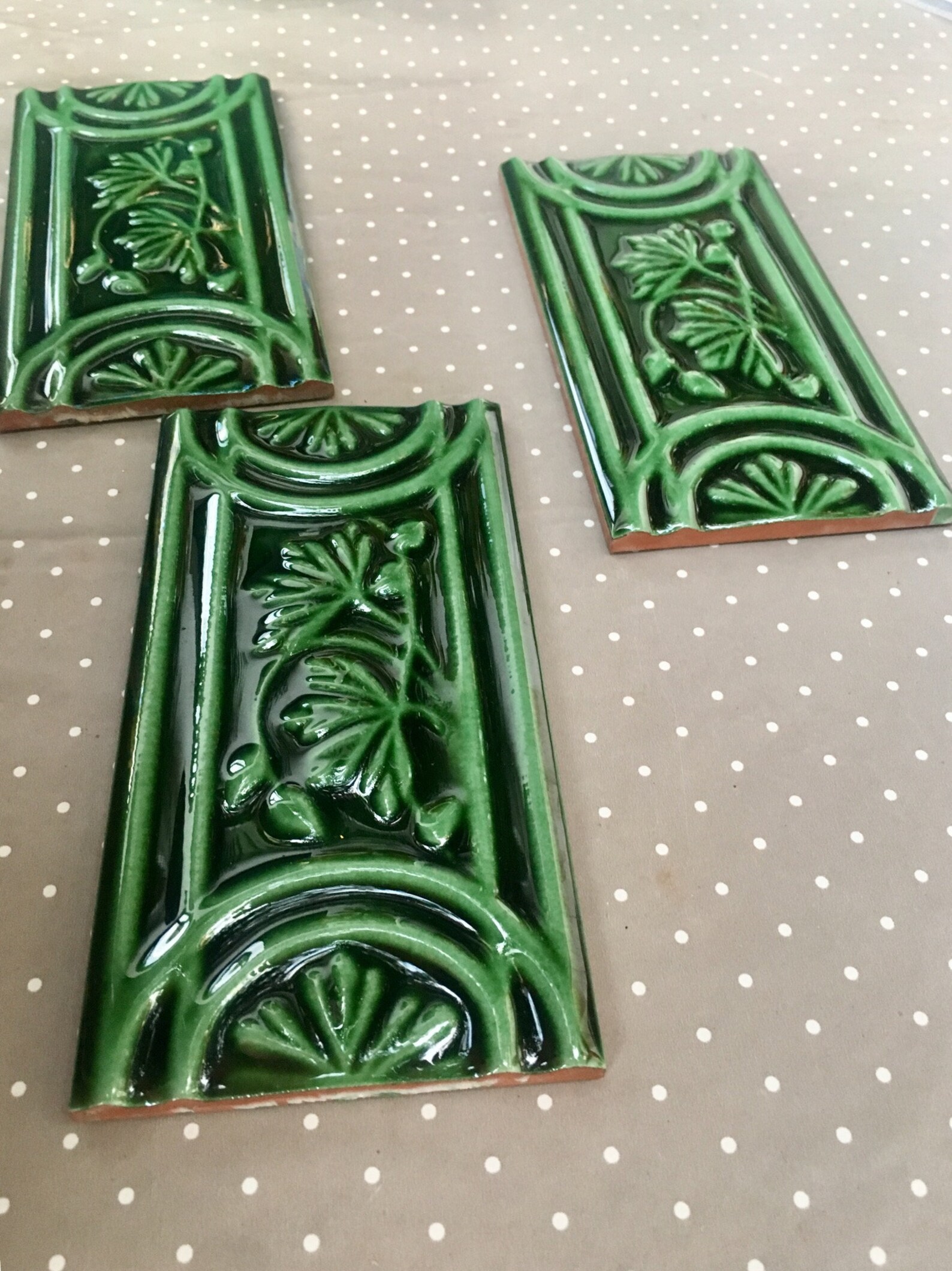 10 Green Art Nouveau Vintage Tiles. Glossy Embossed Tiles From | Etsy