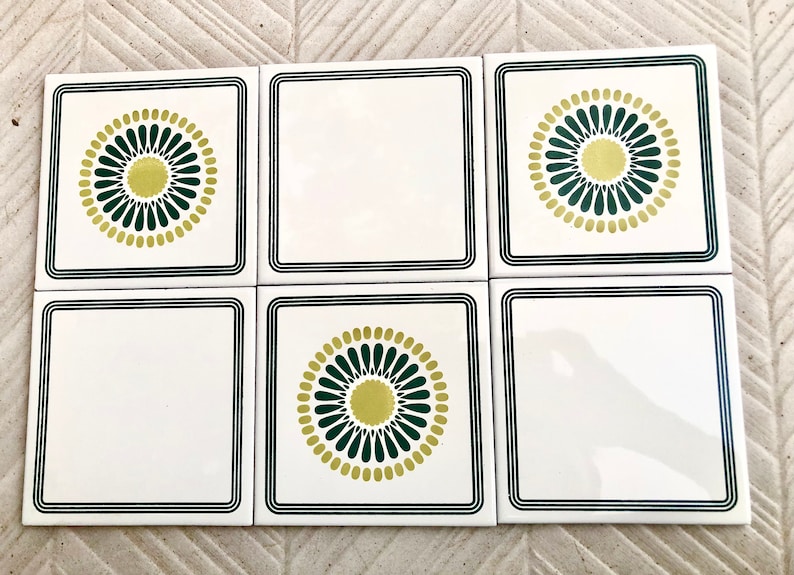60s 70s Spanish Vintage Retro Tiles. 6 Mid Century ORIGINAL Groovy ...