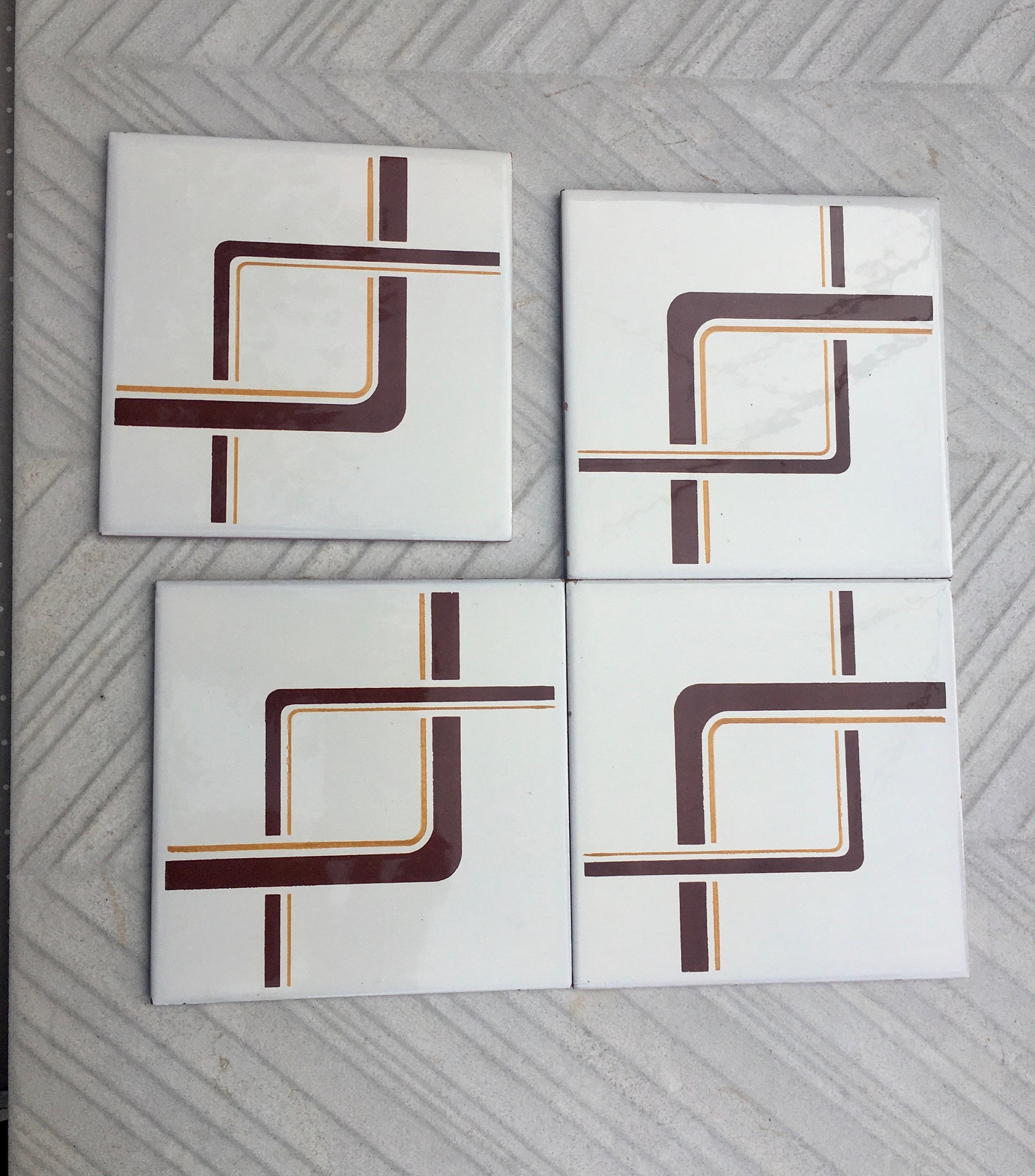 Spanish Vintage Tiles From the 70s. Brown Mustard Yellow. - Etsy
