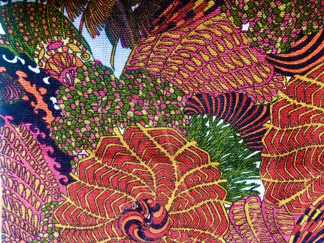 Original Flower Power Vintage Fabric. 60s 70s Groovy Printed Burlap ...