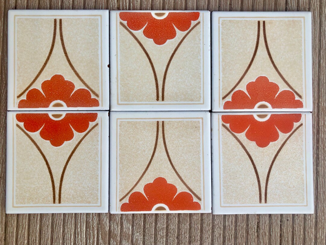 60s 70s Spanish Vintage Retro Tiles. 6 Mid Century ORIGINAL Groovy ...