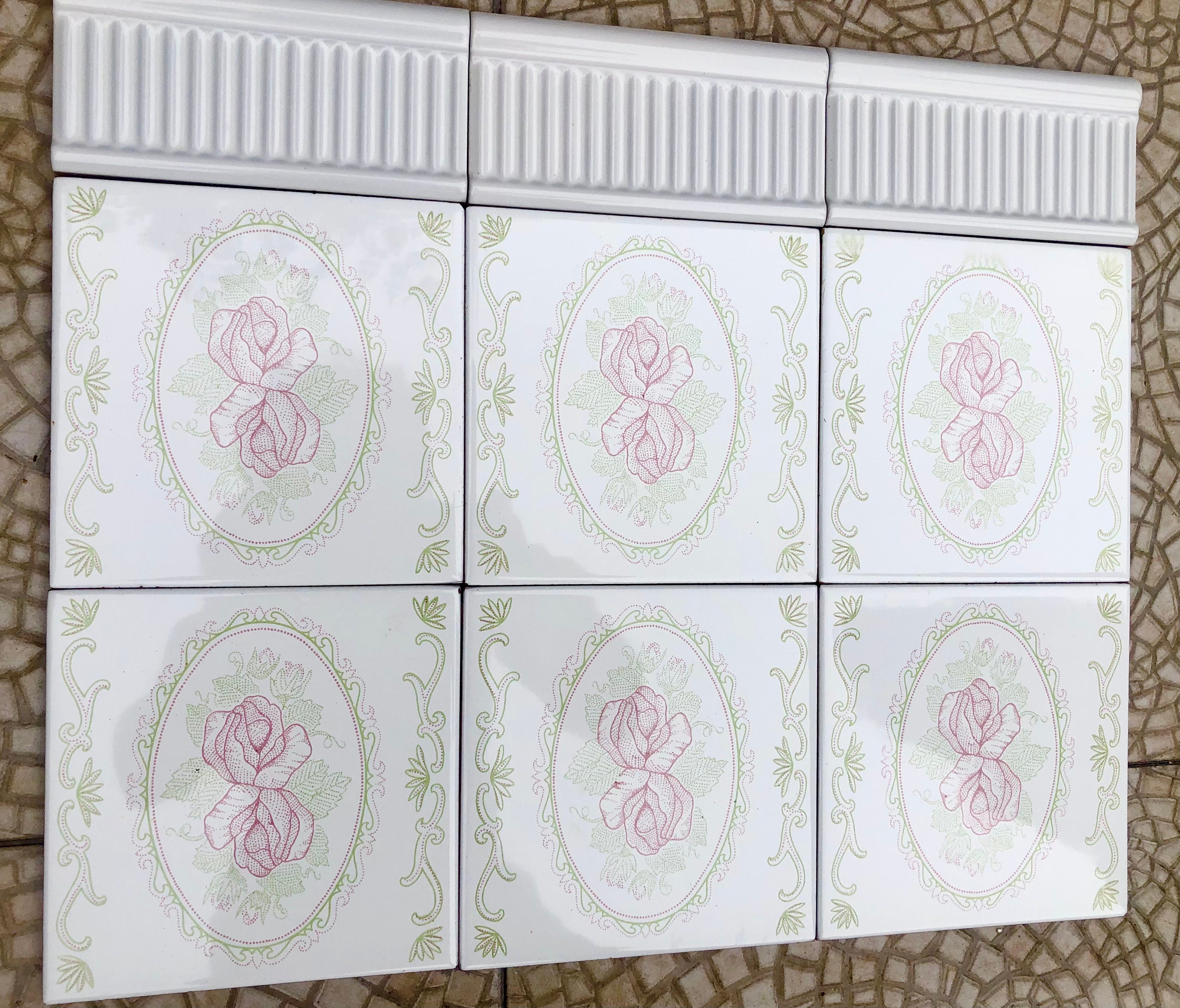 Spanish 60s 70s Pink Tiles. 9 Pc Set. Vintage Original Unused Mid ...