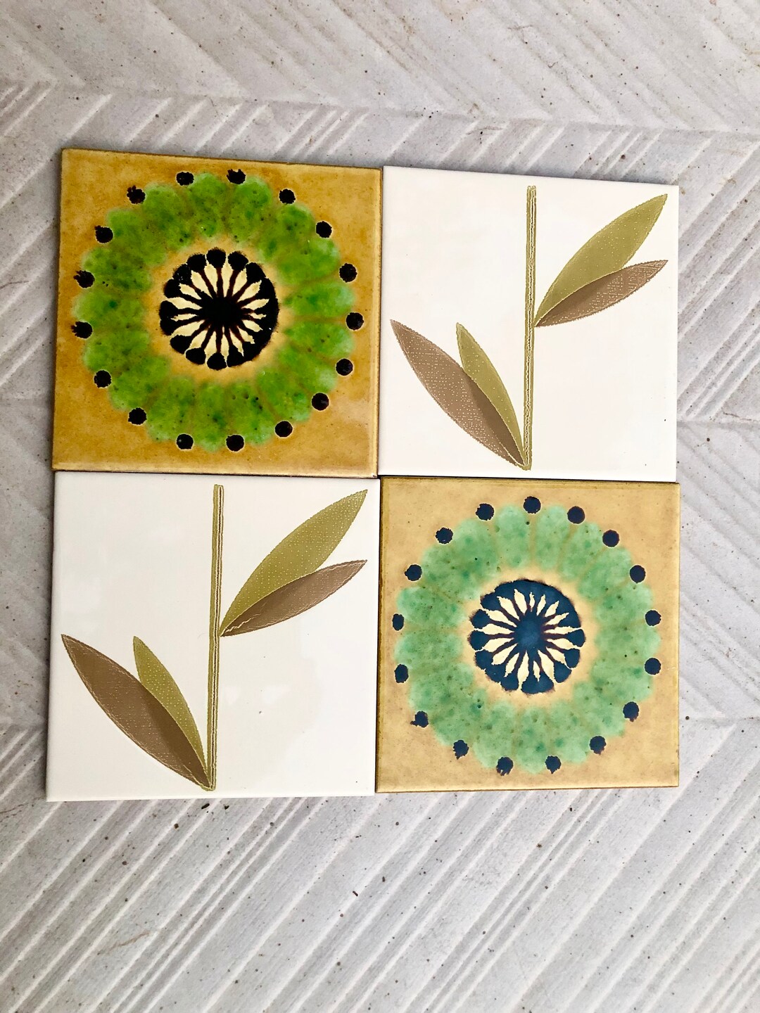 60s 70s Spanish Vintage Retro Tiles. 4 Mid Century Original Groovy ...