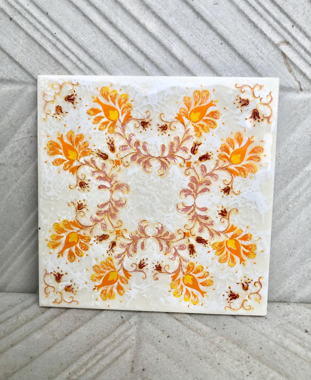 60s 70s German Orange Retro Tiles. 6 Pc Set. Vintage Original Unused ...