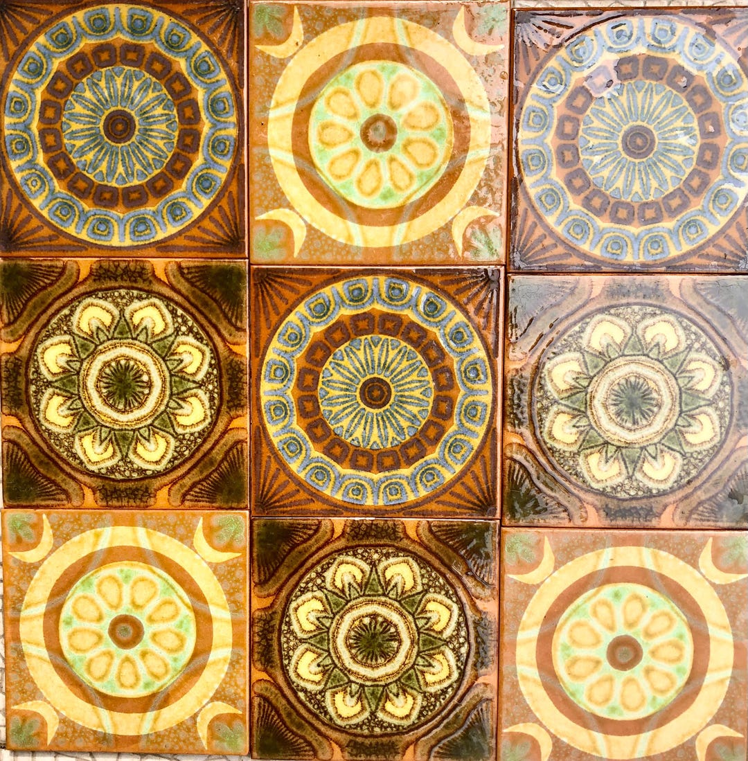 Original 70s Retro Tiles. Brown, Yellow, Blue, Orange. Fat Lava ...