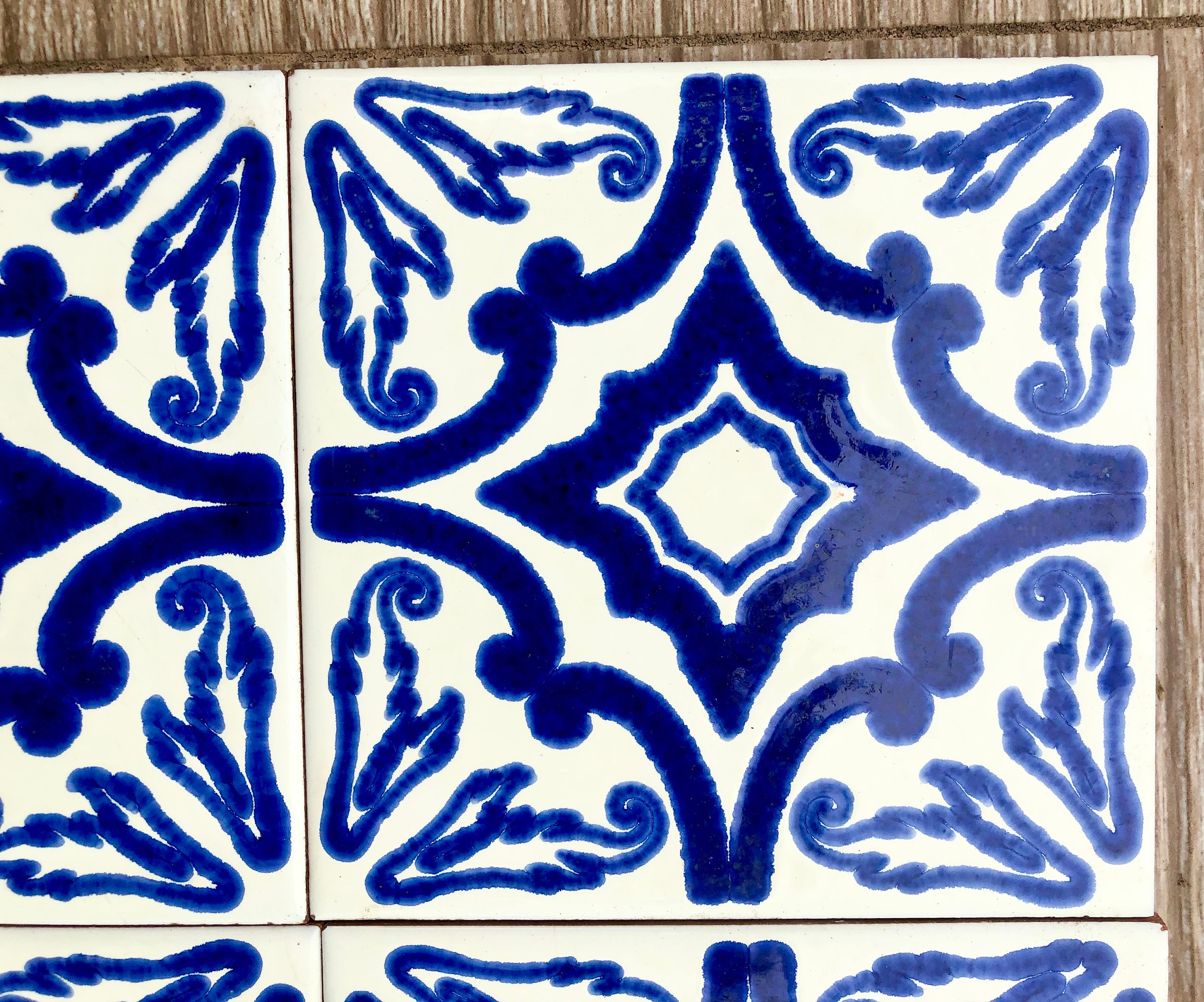 Spanish Vintage Geometric 70s Tiles. 9 Pc Set. Original Retro Blue and ...