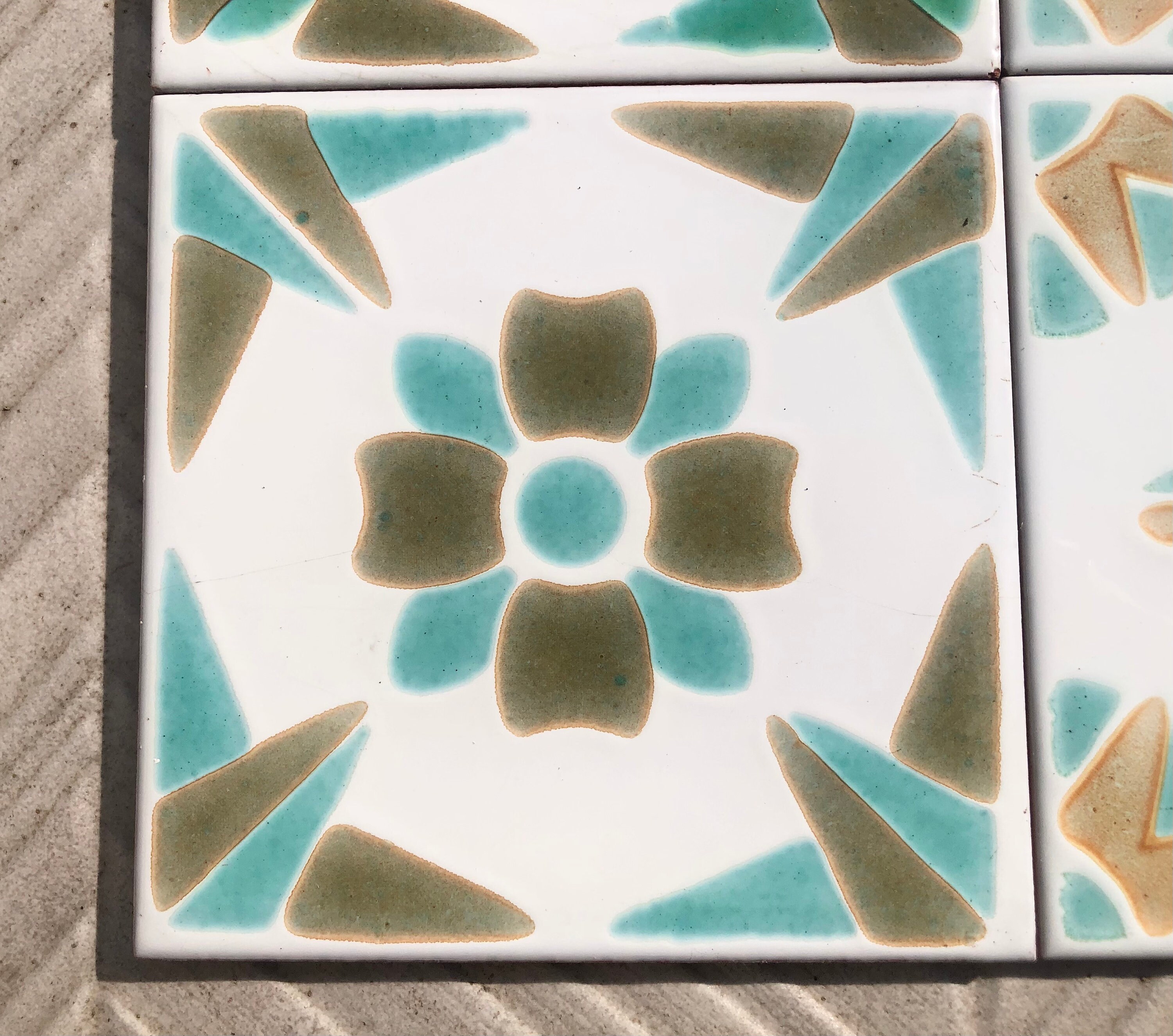 6 Original Vintage 70s Glossy Tiles. Turquoise Blue Brown Fat Lava ...
