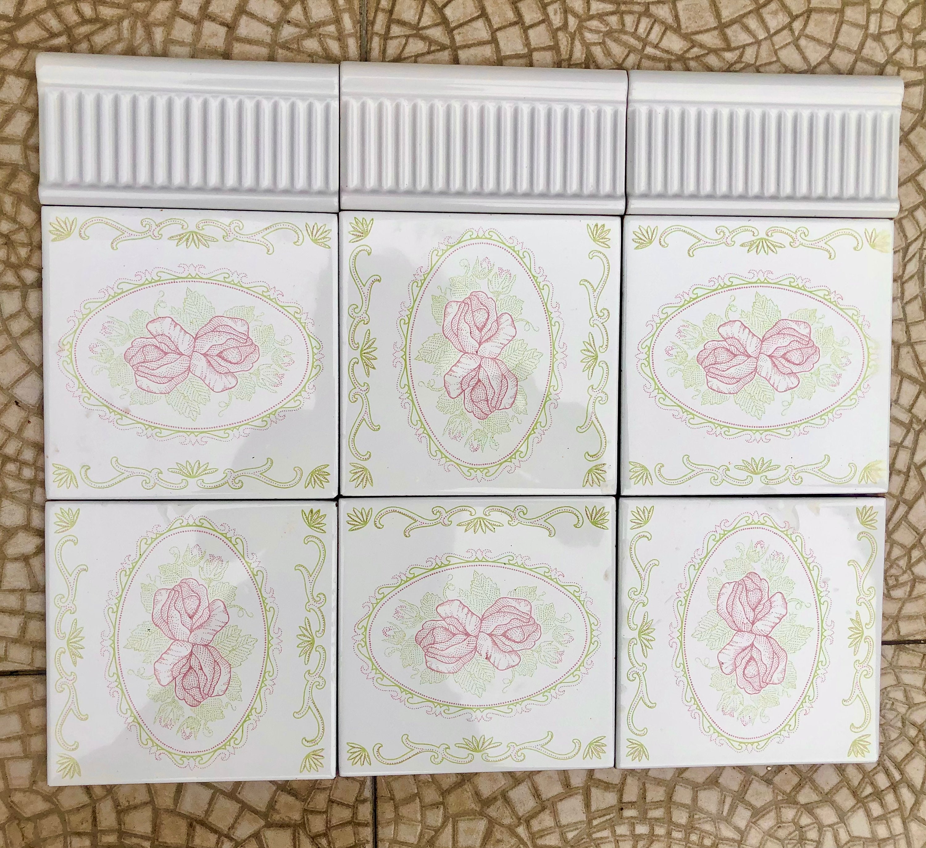 Spanish 60s 70s Pink Tiles. 9 Pc Set. Vintage Original Unused Mid ...