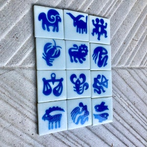 Vintage ZODIAC Signs Glass Tiles. 70s Retro Horoscope Small Tiles in ...