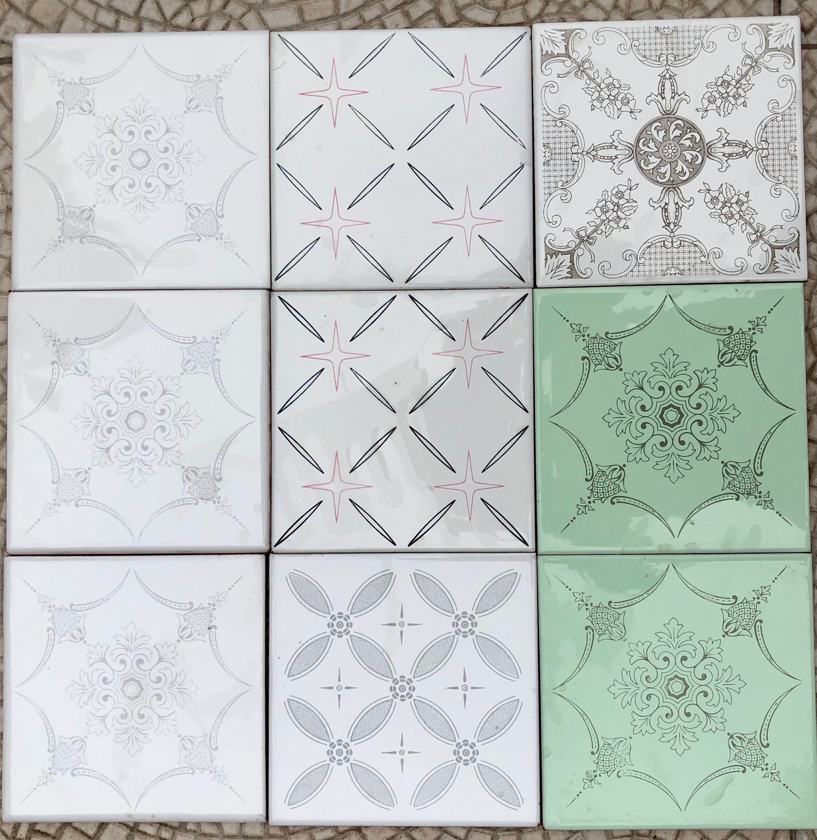 60s 70s Vintage Atomic Tiles UNUSED. 9 Pc Set Mintpink Gray - Etsy