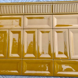 Art Nouveau Style Border Tile Set From Spain. 15 Yellow Glazed Vintage ...