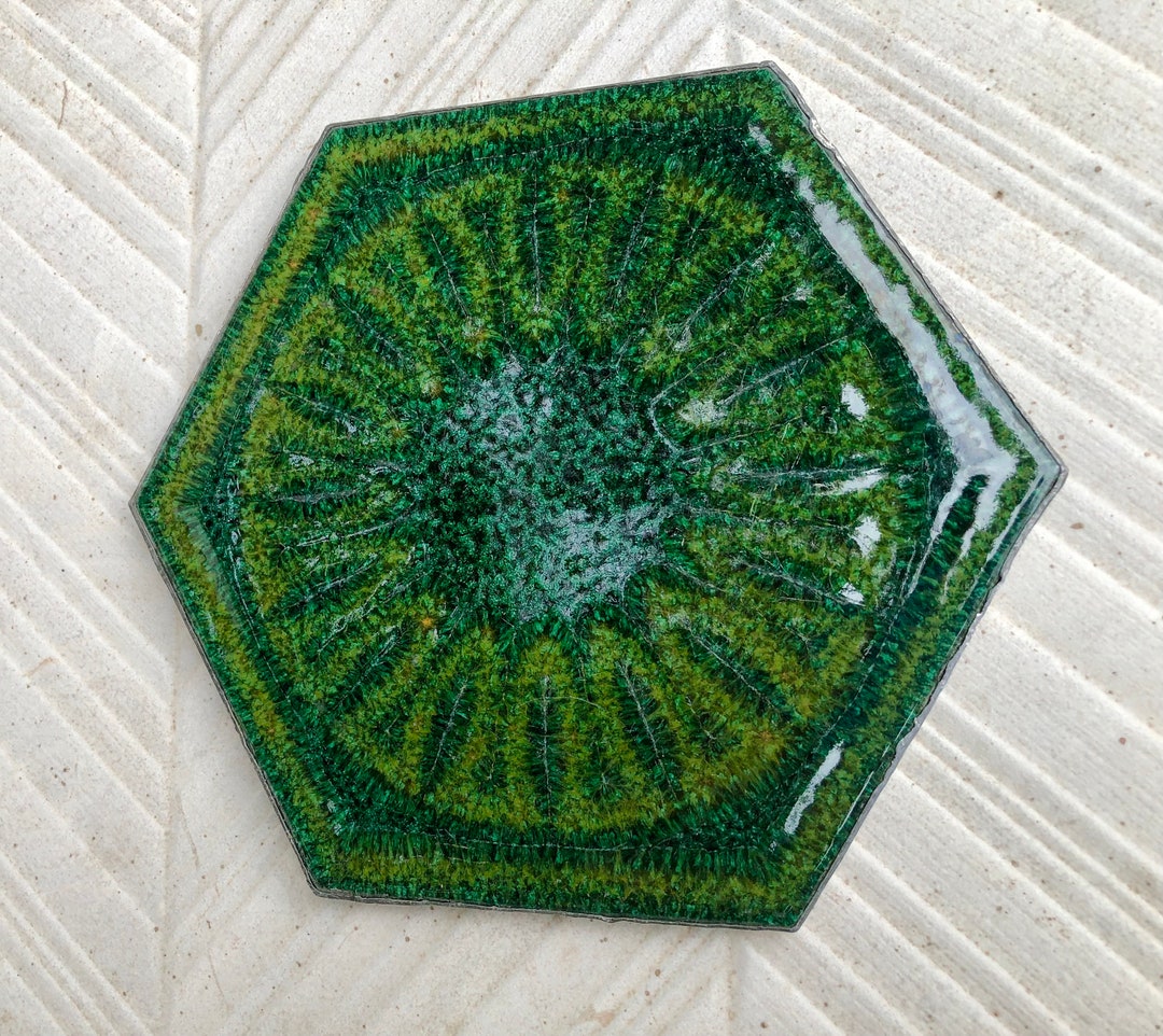 Spanish Vintage Fat Lava Tile From the 70s. Hexagonal Green Tile ...