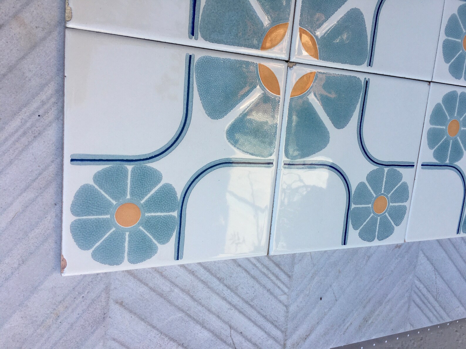 70s Spanish vintage tile mural. Mid century groovy flower | Etsy