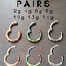 9 Black Steel Pinchers 0g-14g Pinchers Horseshoes Talons Tapers ...