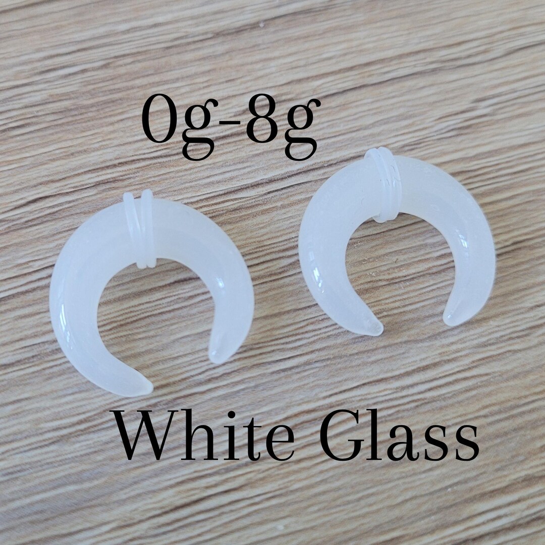 Pair White Glass Pinchers Stretching Gauging Tapers Horseshoes Gauges ...