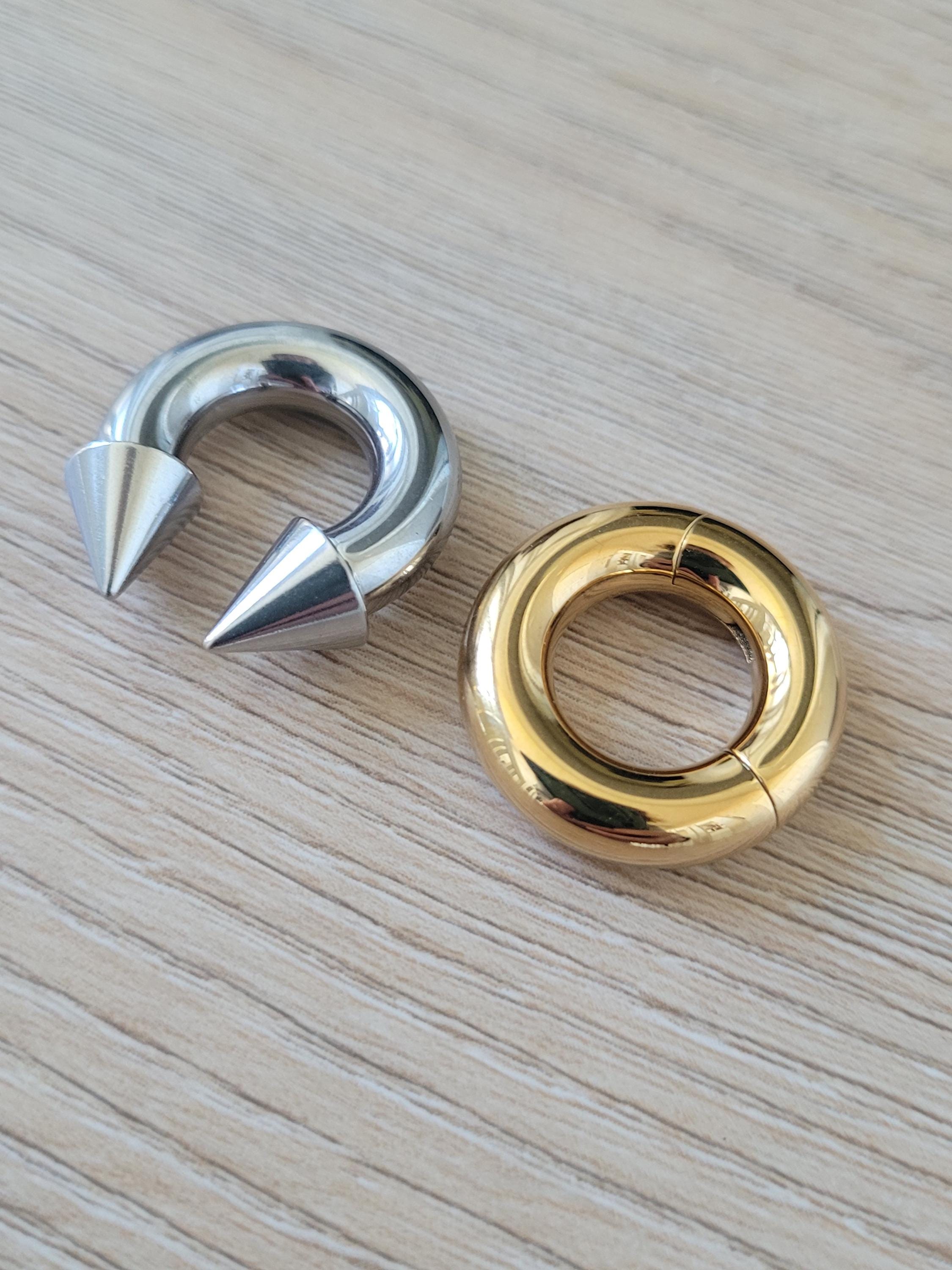 Set 2 Silver Gold Horseshoe Spike Cone Hinged Clicker Ring Surgical ...