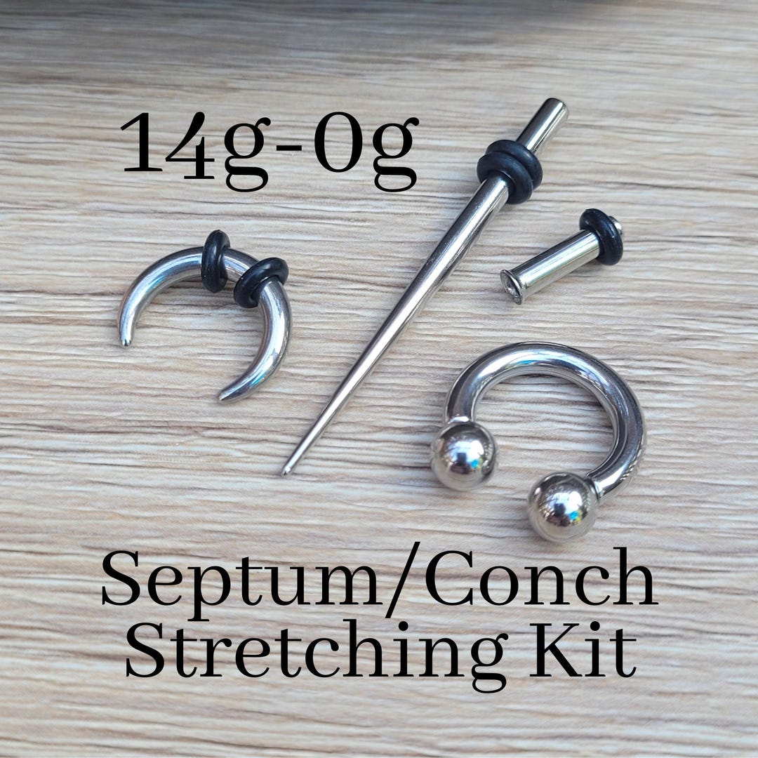 Steel Septum or Conch Stretching Kit Pincher Taper Tunnel Plug ...