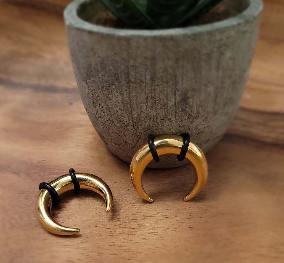 Choose 2 Sizes: Gold Steel Pinchers Ear Plugs Tapers Horseshoes Gauges ...