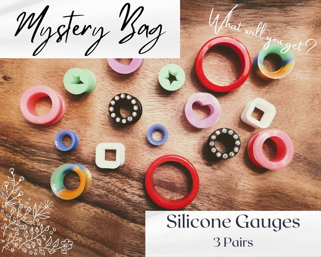 Silicone Plugs & Tunnels Set Gauges 3 Pair Mix Ear Stretching Kit Body ...