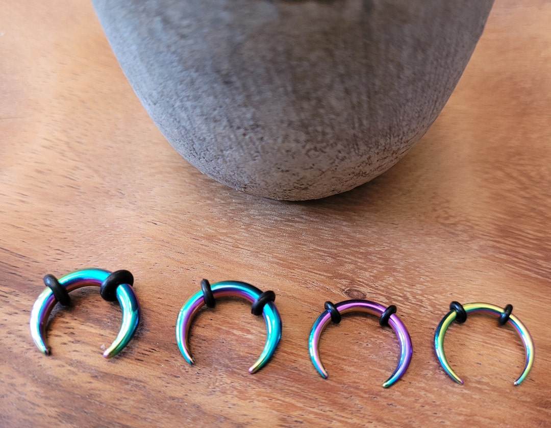 Set of 4 Rainbow Steel Pinchers for Septum Stretching Kit Ears Tapers ...