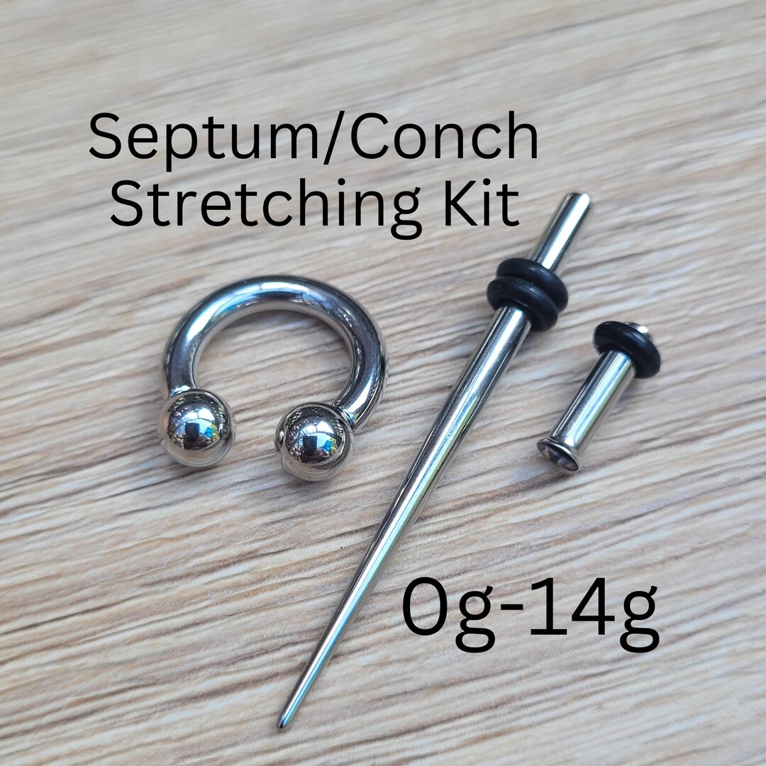 Steel Septum Conch Ear Stretching Kit Taper Tunnel Plug Horseshoe Nose ...