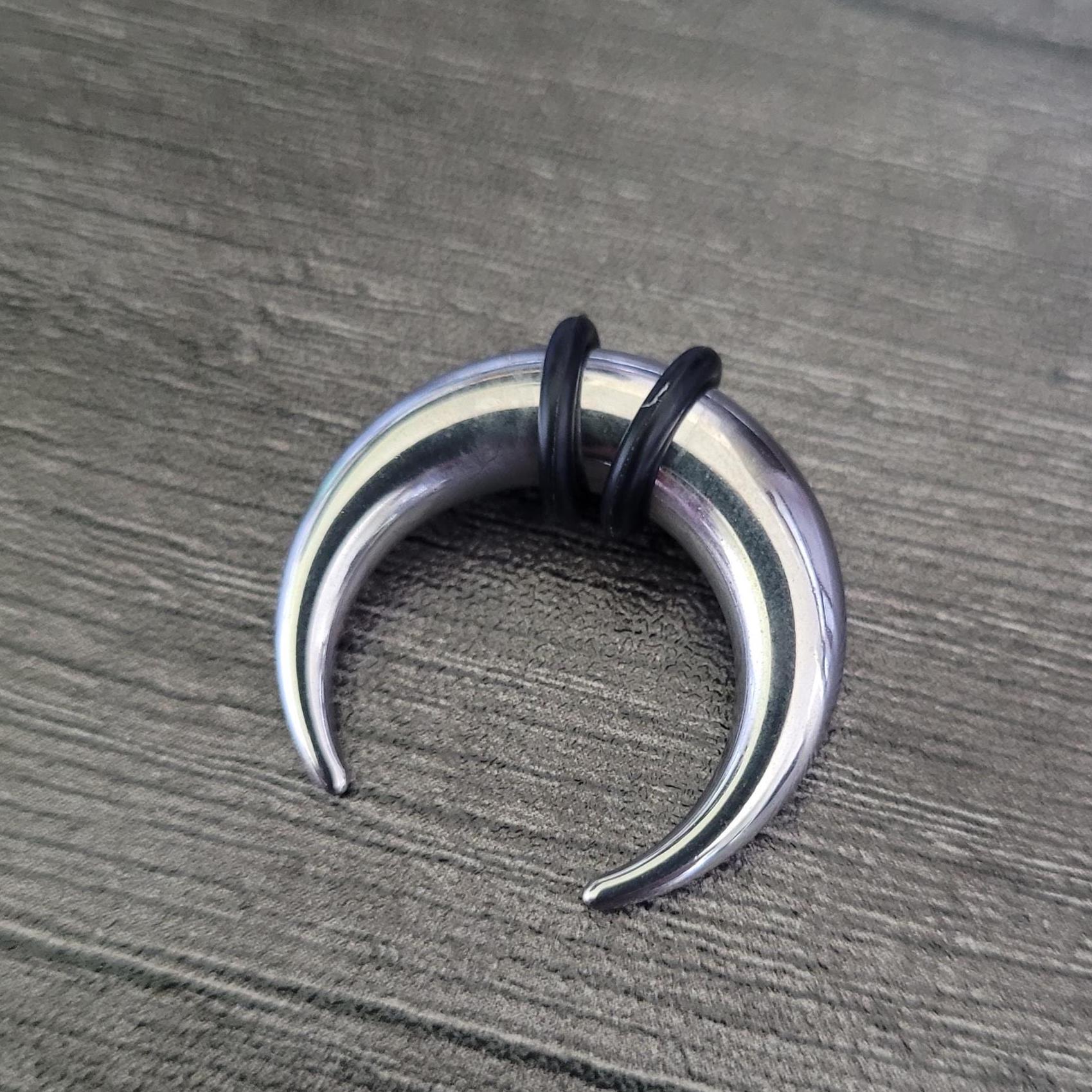 Silver Steel Septum Pincher Ring Stretching Gauging Horseshoe 00g 0g 1g ...