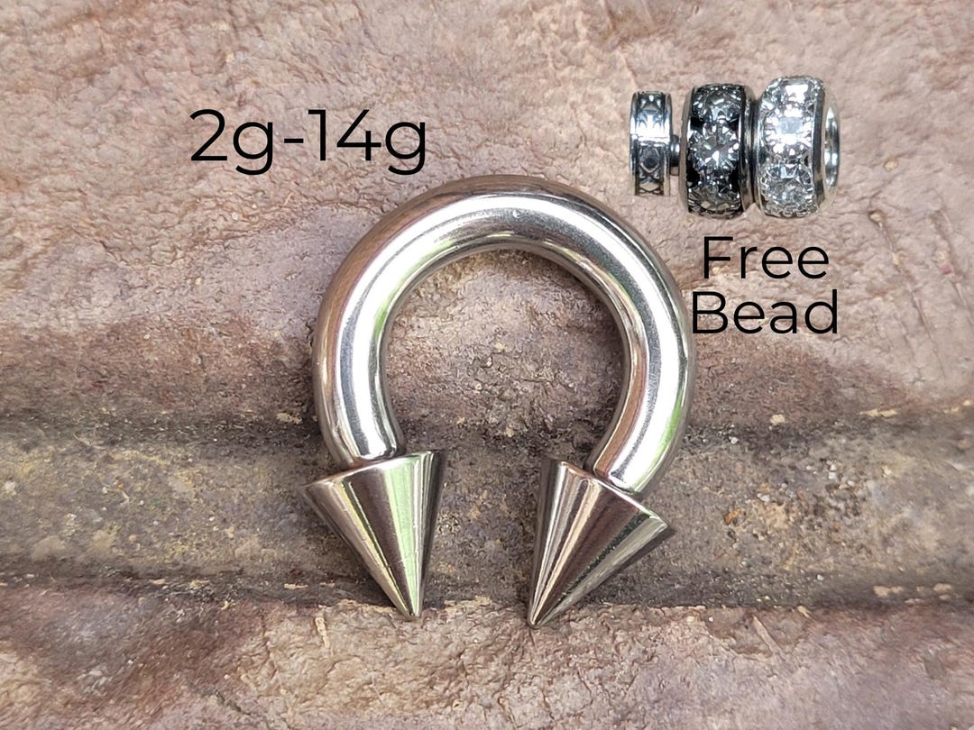 Single Spike Cone Horseshoe Large Barbell Septum Stretching 316L ...