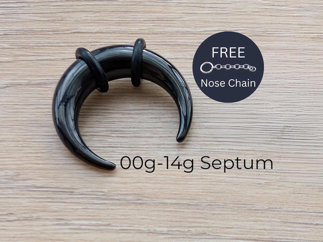 Black Steel Septum Pincher Ring Stretching Gauging Taper Horseshoe ...