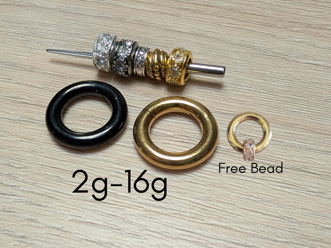 Septum Rings Set Gold Black 2g 4g 6g 8g 10g 12g 14g Hinged Clicker Hoop ...