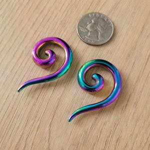 Pair Rainbow Steel 0g 2g 4g 6g 8g 10g 12g Ear Plugs Tunnels Tapers ...