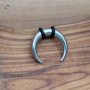 Silver Steel Septum Pincher Ring Stretching Gauging Horseshoe 00g 0g 1g ...