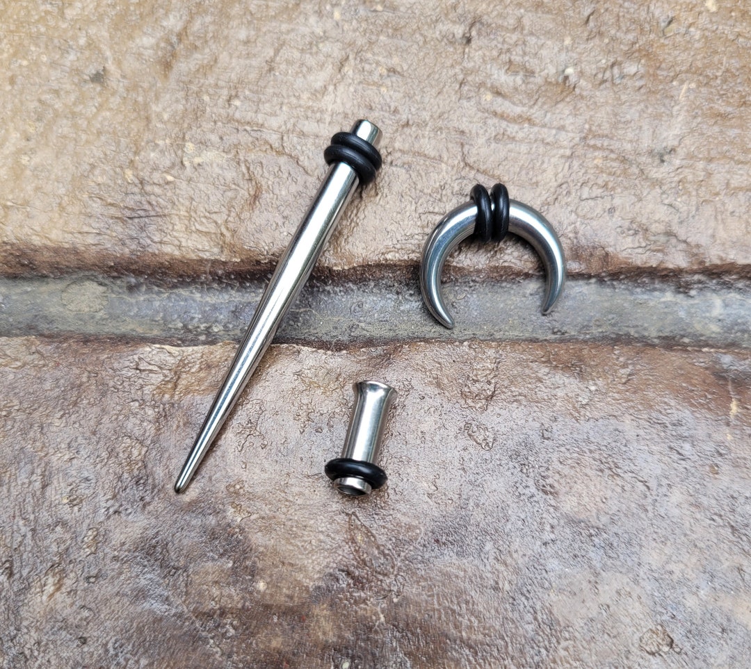 Steel Septum Stretching Kit Pincher Taper Tunnel Plug Horseshoe Nose ...