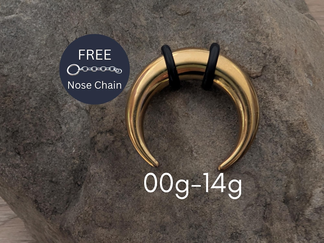 Gold Septum Ring Pincher Stretch Horseshoe Jewelry Gauging Taper Gauges ...