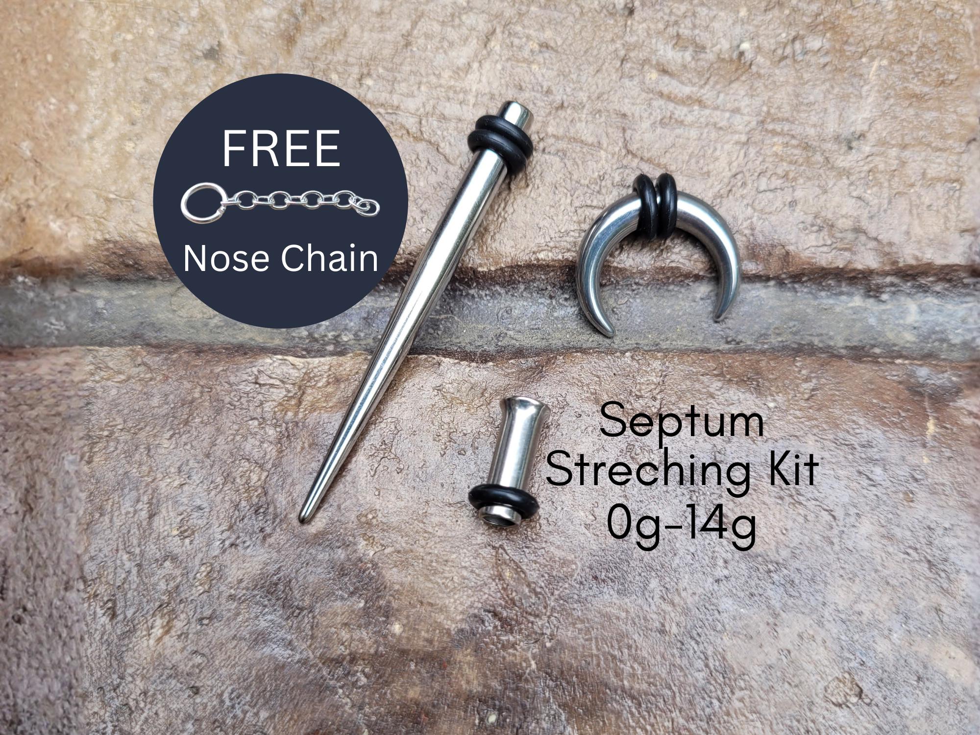 Steel Septum Stretching Kit Pincher Taper Tunnel Plug Horseshoe Nose ...