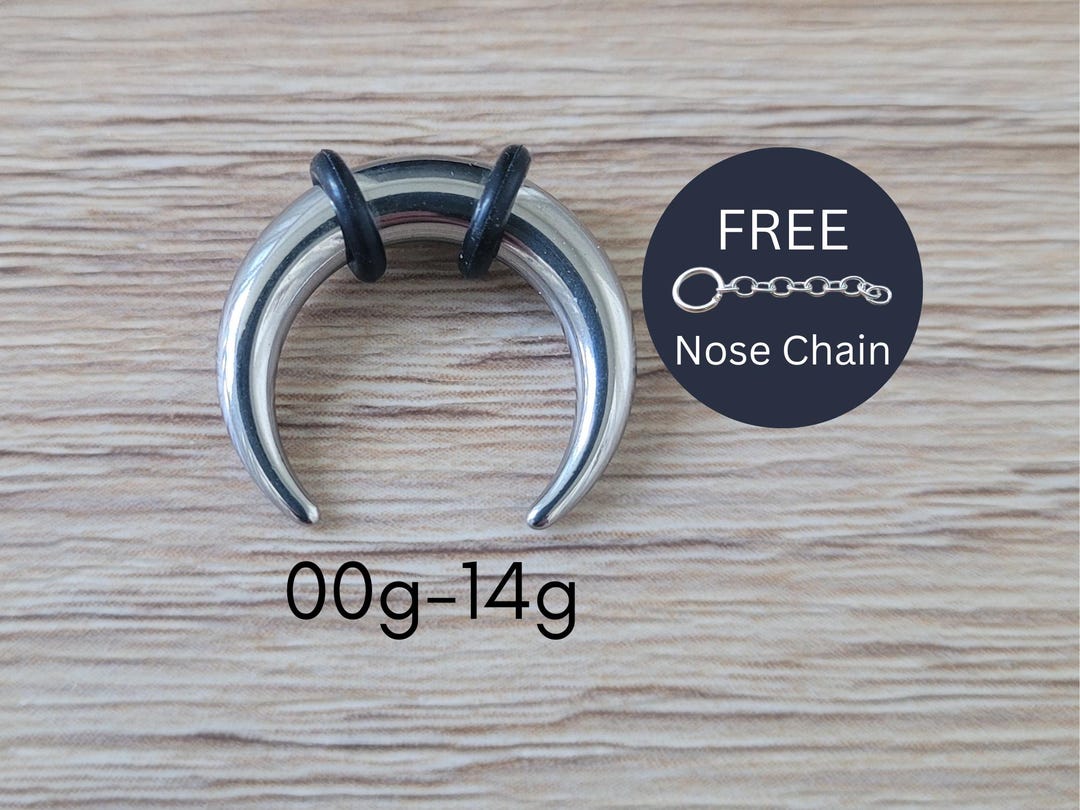 Silver Steel Septum Pincher Ring Stretching Gauging Horseshoe 00g 0g 1g ...
