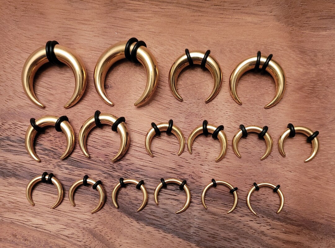 8 Pairs Gold Steel Pinchers 0g-14g Horseshoes Tapers Gauges 0g 2g 4g 6g ...