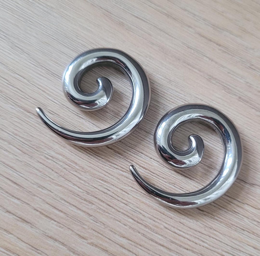 2g Pair Stainless Steel Ear Spirals Tapers Plugs Gauges Earrings ...