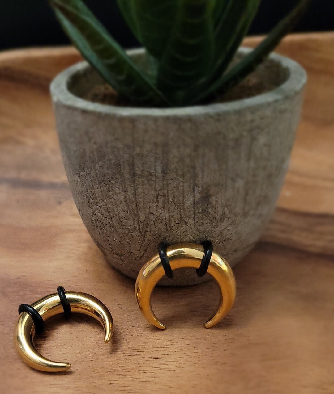 Pair 6g 4mm Gold Steel Pinchers Ear Stretching Plugs Tapers Horseshoes ...