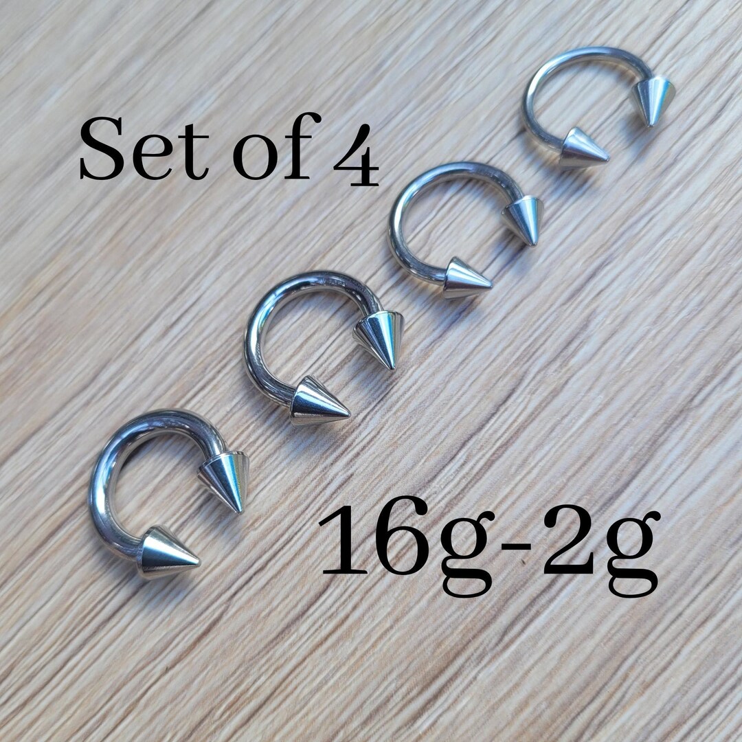 Set 4 Surgical Steel Spike Cone Horseshoes Septum Ears Tapers Pinchers ...